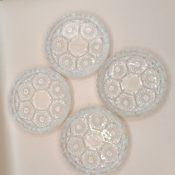 Dining | Vintage Sunburst Diamond Crystal Clear Glass Coasters 414 ...